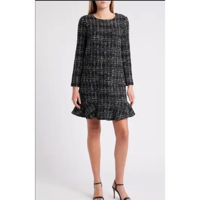 New Julia Jordan Ruffle Hen Long Sleeve Tweed Dress Size 8 | eBay