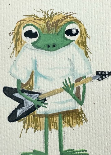 Cute Frog Band 1 of 4 Guitar Hand Painted ACEO Original Acrylic ...
