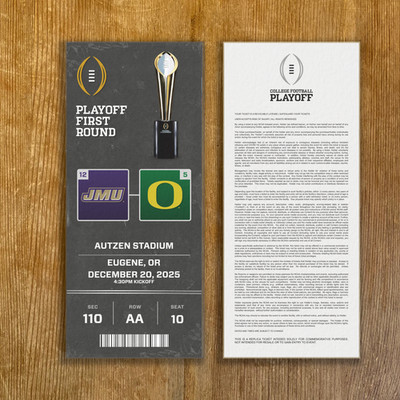 OREGON vs JMU 2025 College Football Playoff Custom Replica Ticket Stub ...