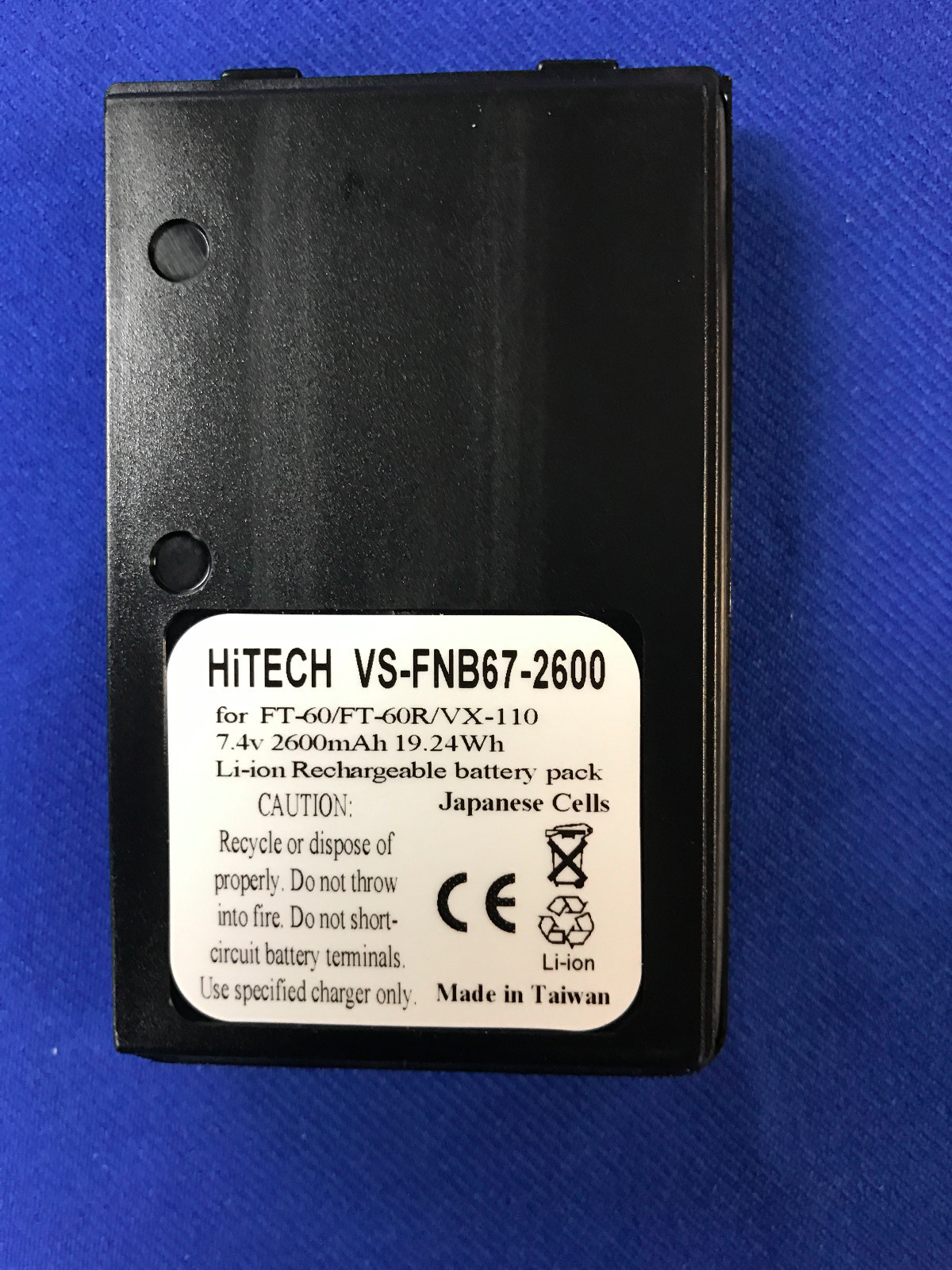 Hitech battery(Japan Li2.6A)for Yaesu Vertex S. FNB-V67Li FT60 VX-110 ...
