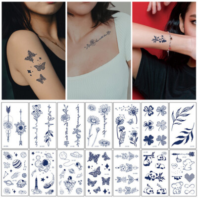 Temporary Tattoos Body Arm False Tattoo Decals Butterfly Flowers ...