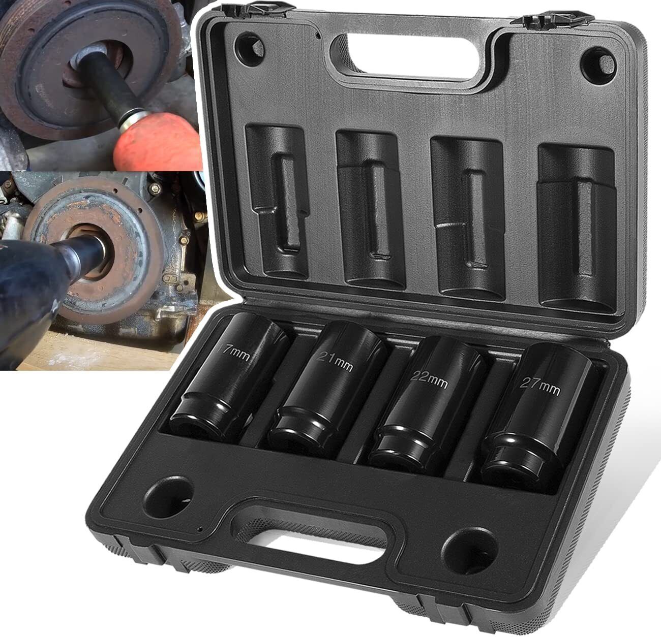 17/21/22/27mm Harmonic Balancer Socket Set 4pcs Crank Bolt Socket Set 1 ...