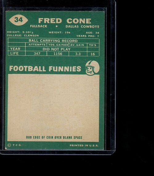 1960 Topps Fred Cone Dallas Cowboys #34 | eBay