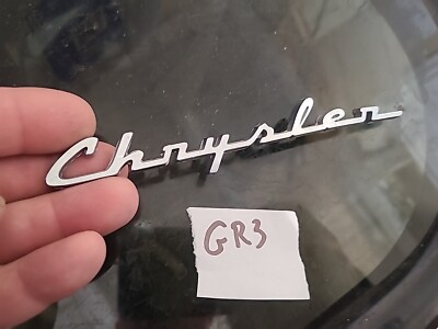 VINTAGE 1950'S CHRYSLER 5 15/16" X 5/8" METAL EMBLEM SCRIPT OEM MOPAR ...