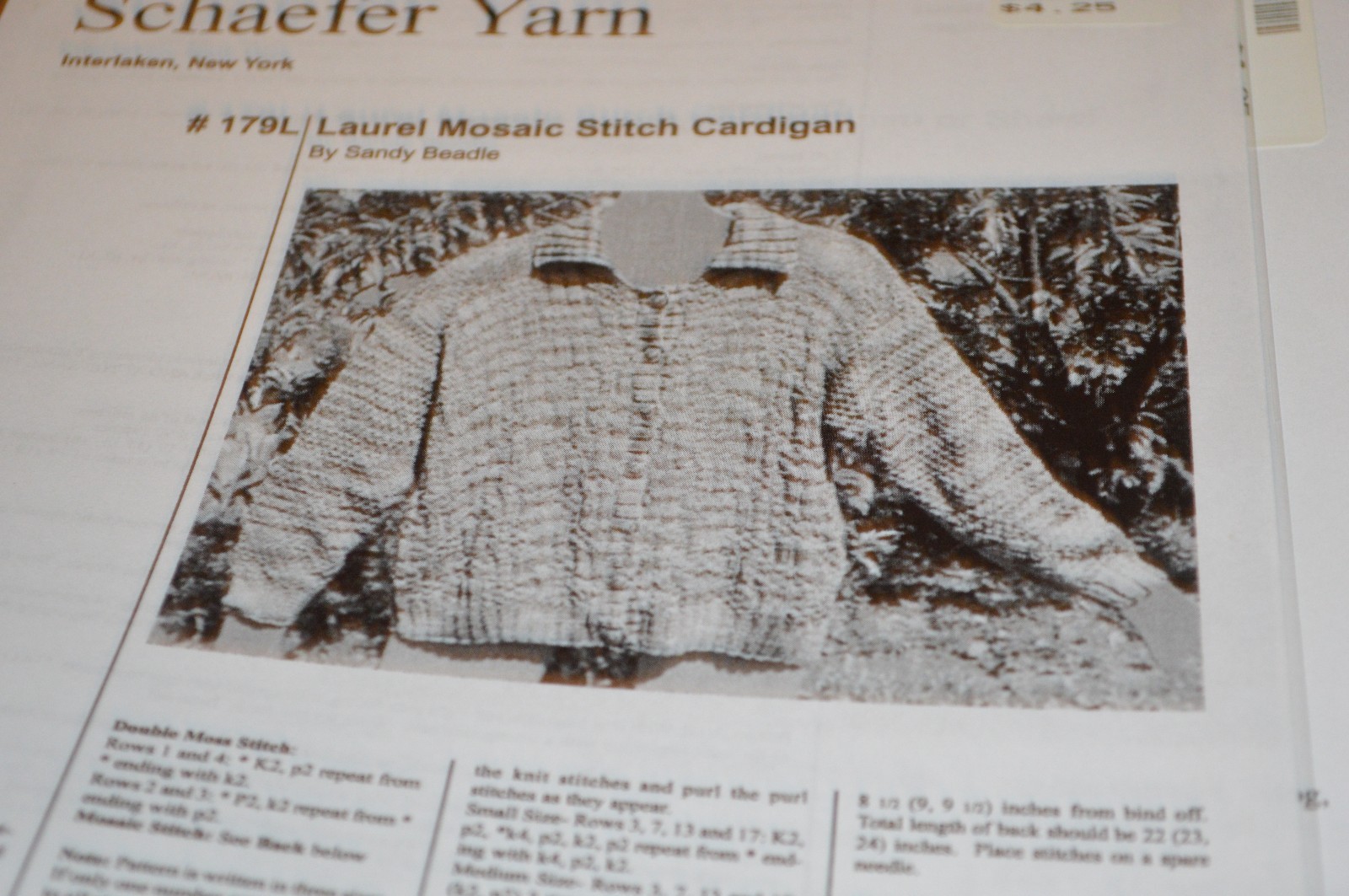 Schaefer Knitting Pattern 179L Laurel Mosaic Stitch Cardigan | eBay