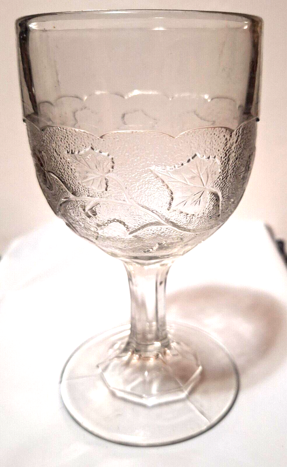 Lot of 3 - Vintage EAPG Pattern Glass Budded Ivy Wine Glass Goblets - 5 ...