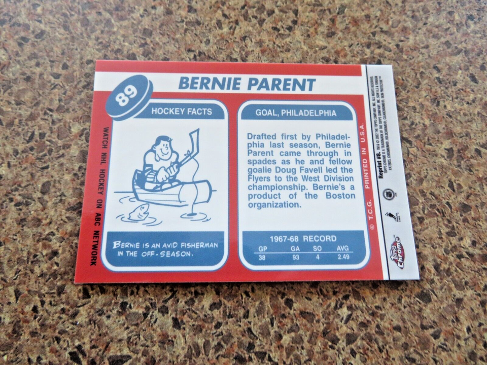 2002-03 Topps Chrome Reprints card #8 Rookie Retro Bernie Parent #89 ...