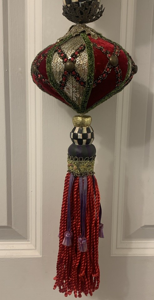 Mackenzie Childs Courtly Check Ceramic and Pineapple Artichoke Tassel ...