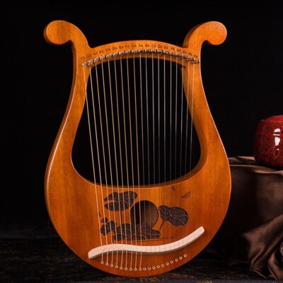 Ancient Greek Instrument Mahogany Lyre Harp with 19 Strings and Tuning ...