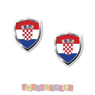 Croatia flag shield 90mm sticker Twin pack quality water & fade proof ...
