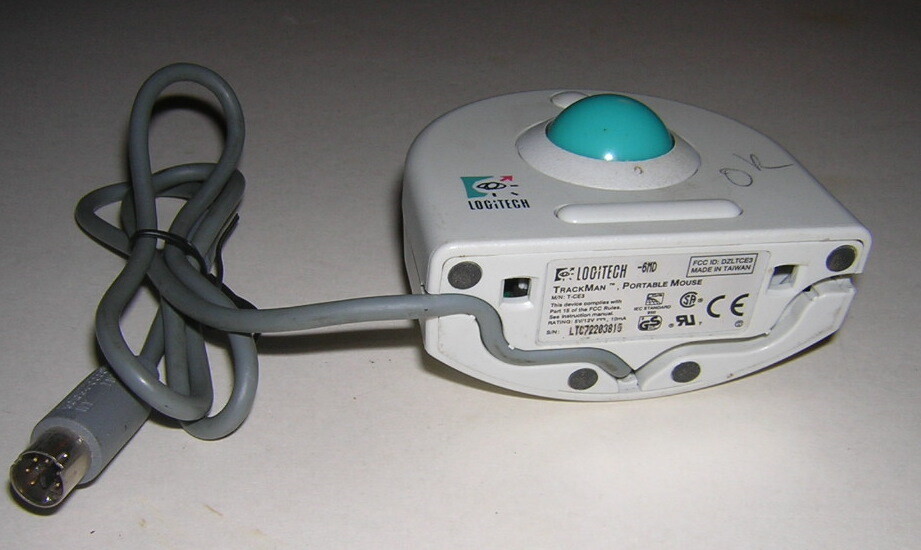 Vintage Logitech Trackman Clip-On PS/2 TrackBall 2-Button Mouse No Clip ...