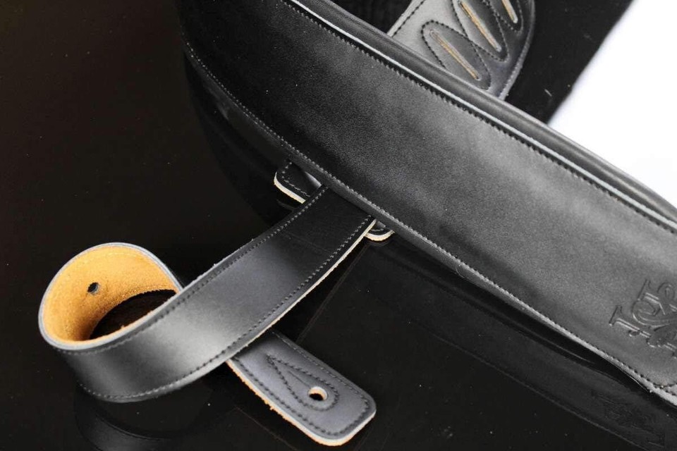 Iconic Leathers PERFECTBASS 3.75" Wide Black Leather Double Padded ...