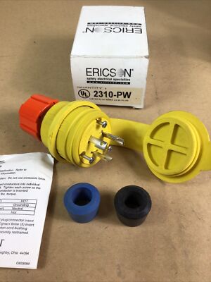 Ericson Perma-Tite Twist Lock 20A 125V Grounding Plug Male 2310-PW | eBay