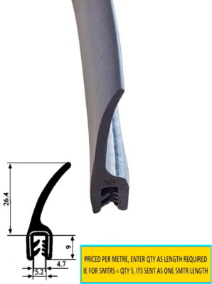 Large Rubber Exposed Fin Car Boot Seal Edge Trim Truck Camper Van Boat ...