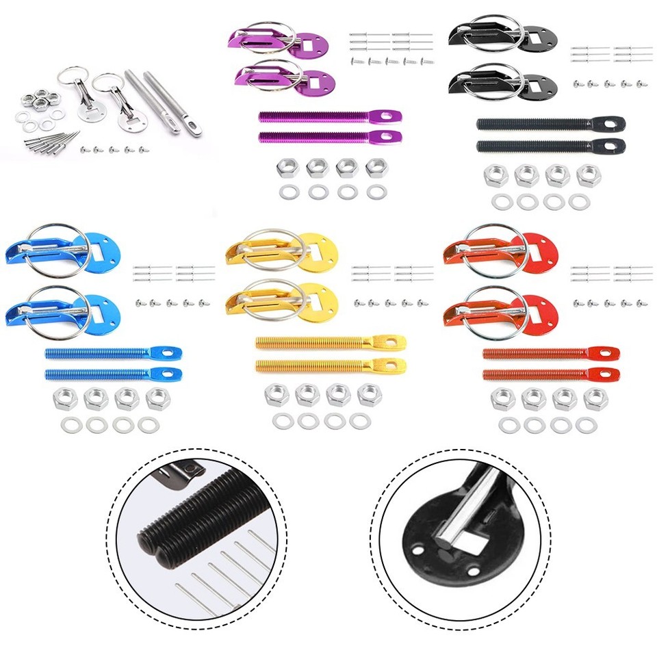 Vehicle Aluminum Alloy Hood Lock Kit Pin Latch to Prevent Hood ...