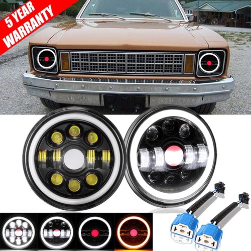 For Chevrolet Nova 1969-1978 Pair 7" LED Headlights Hi-Lo Red Spot DRL ...