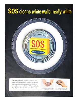 1956 SOS Cleaning Pads Vintage Print Ad Cleans White Walls Really White ...