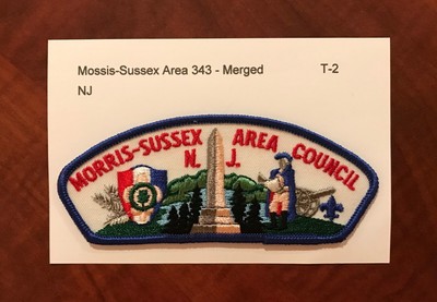 Boy Scout Patch CSP, Morris-Sussex Area 343, Blue FDL, Blue Border, T-2 ...