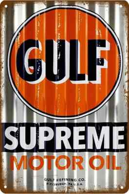 GULF Garage Rustic Look Vintage Tin Signs Man Cave Shed & Bar AU SELLER ...