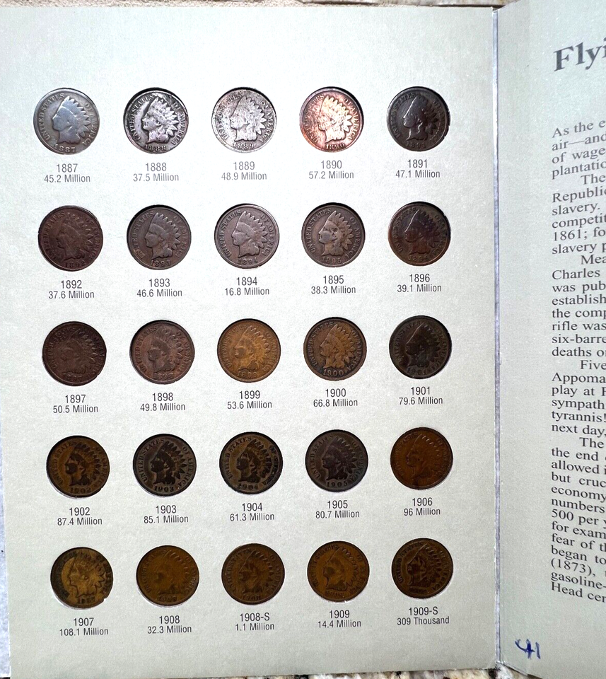 FULL SET OF INDIAN HEAD CENT COLLECTION 1857-1909-LOT OF 60 DIFFERENT ...