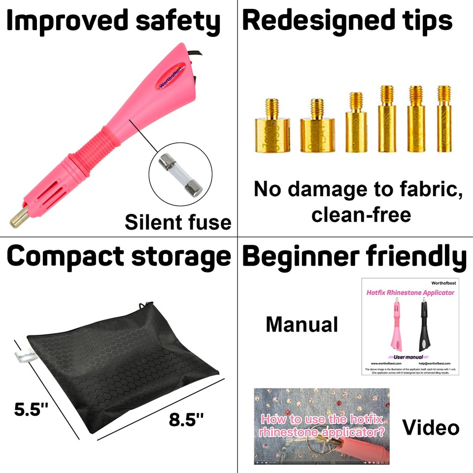 Bedazzler Kit with Rhinestones Hotfix Rhinestones Applicator Tool Gun ...