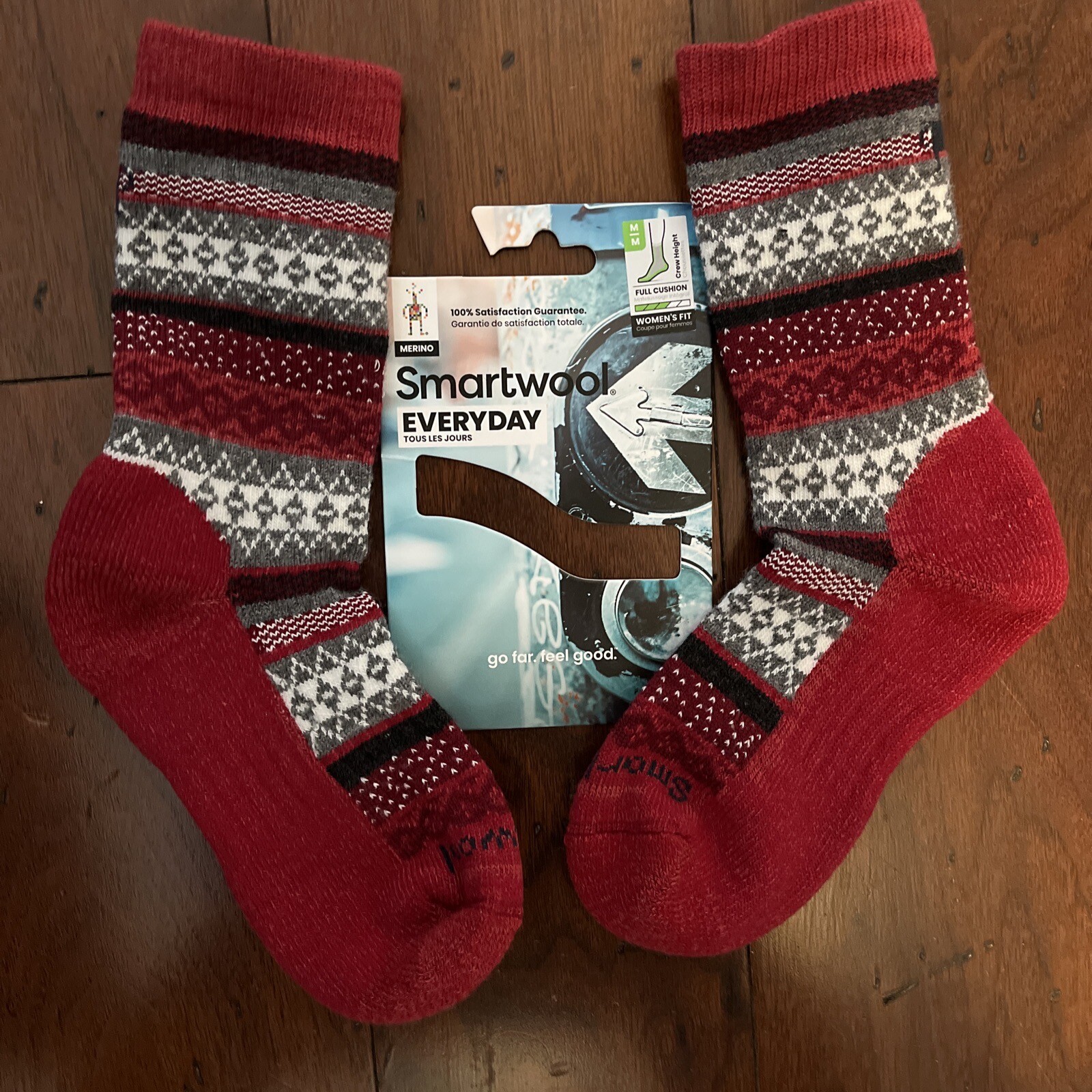 SMARTWOOL Dazzling Wonderland Full Cushion Womens Red Everyday Crew ...