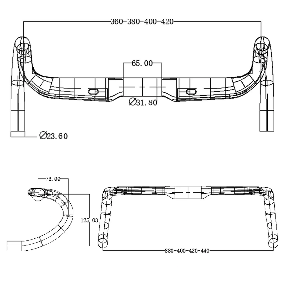 36cm Aero Handlebar Carbon 38cm Drops 31.8mm BALUGOE | eBay UK