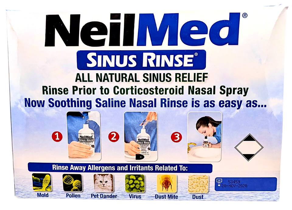 NeilMed Sinus Rinse Kit 2 Squeeze Bottles 1 Saline Spray 250 Premixed ...