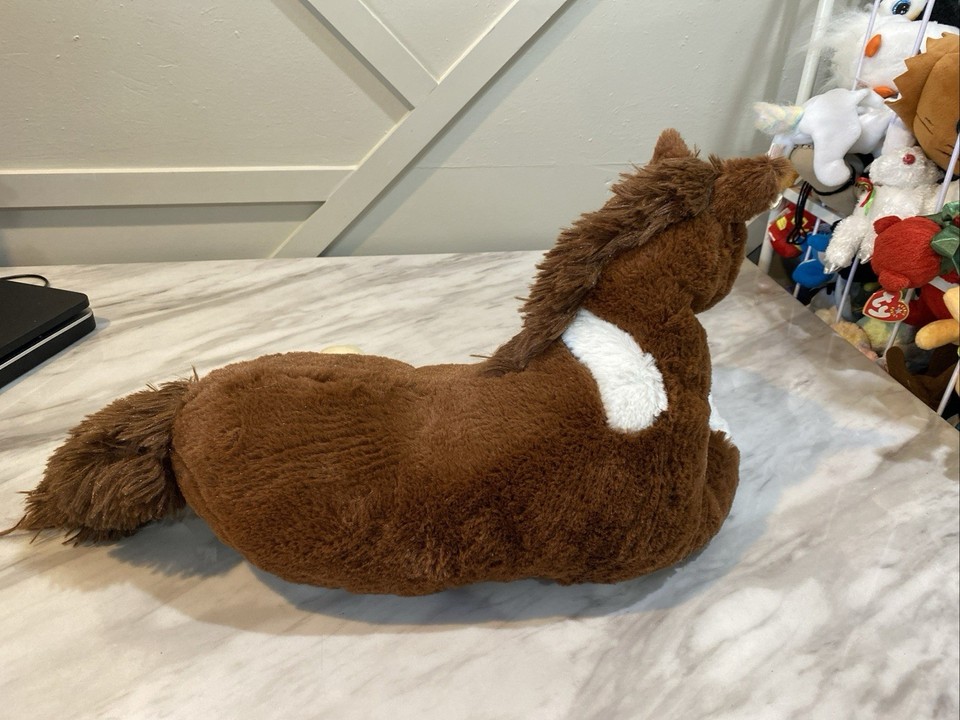 MTY International Brown & White Pinto Pony 20" Laying Stuffed Animal ...
