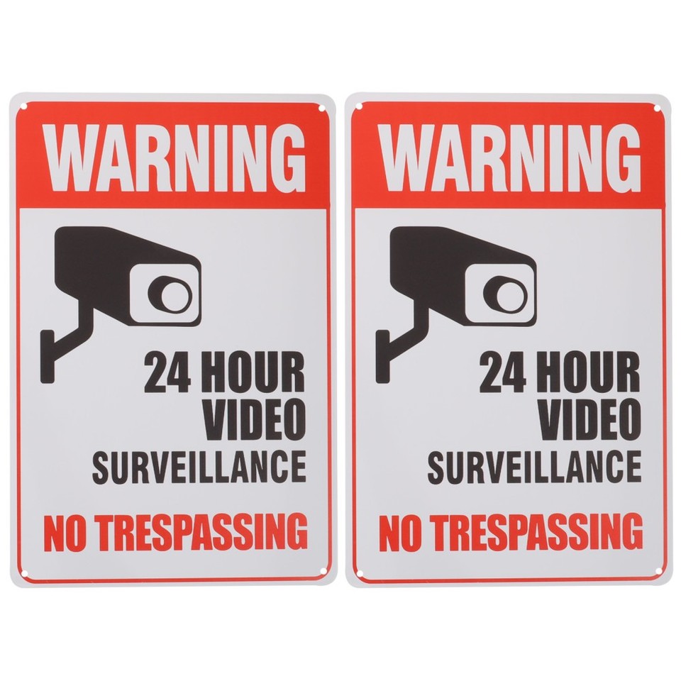 2 Pcs No Trespassing Metal Signs 24 Hour Video Surveillance Security ...