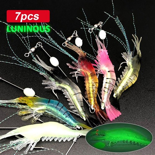 7x Soft Plastic Fishing Lures Tackle Prawn Shrimp Flathead Bream Cod ...