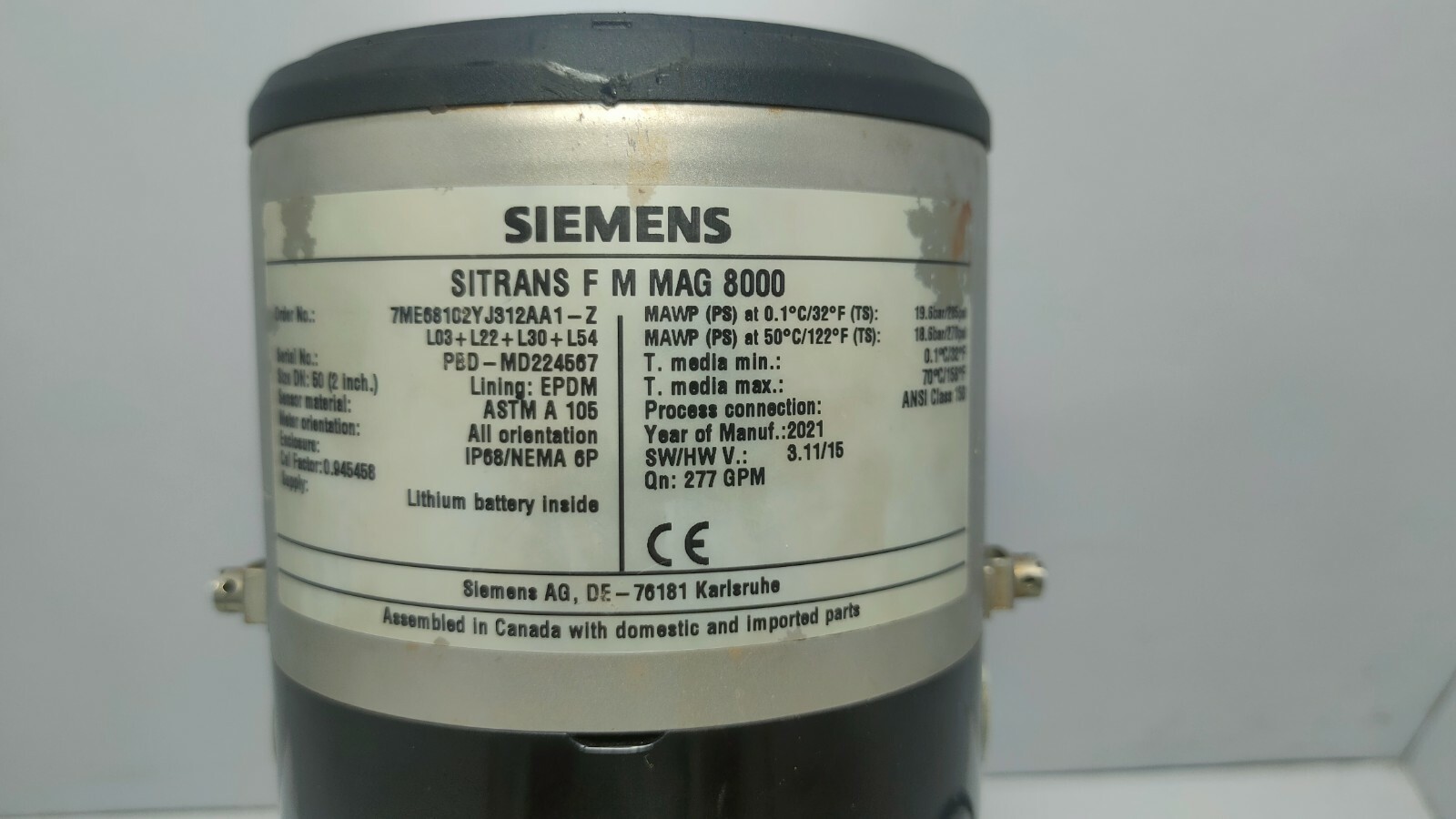 Siemens Sitrans F M MAG 8000 elektromagnetischer Durchflussmesser ...