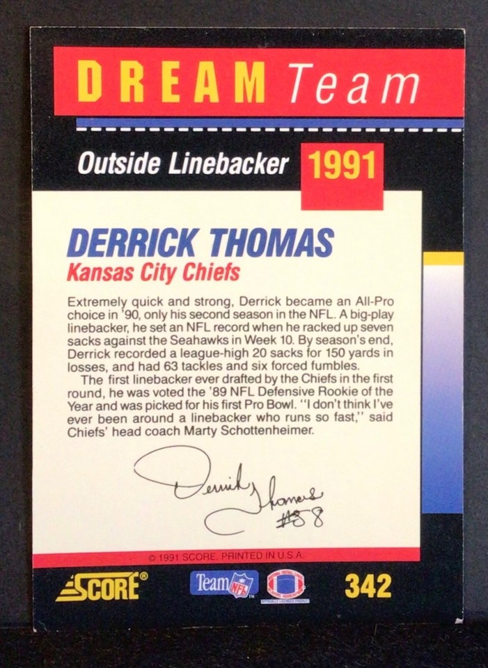 1991 Score - Dream Team #342 Derrick Thomas | eBay