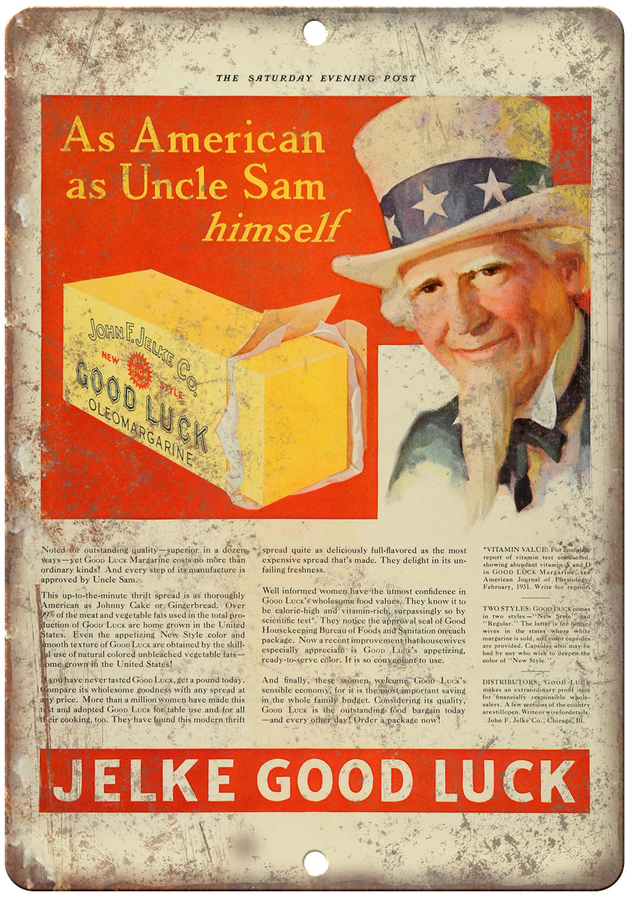 Jelke Good Luck Butter Vintage Ad 12" x 9" Reproduction Metal Sign N293 ...