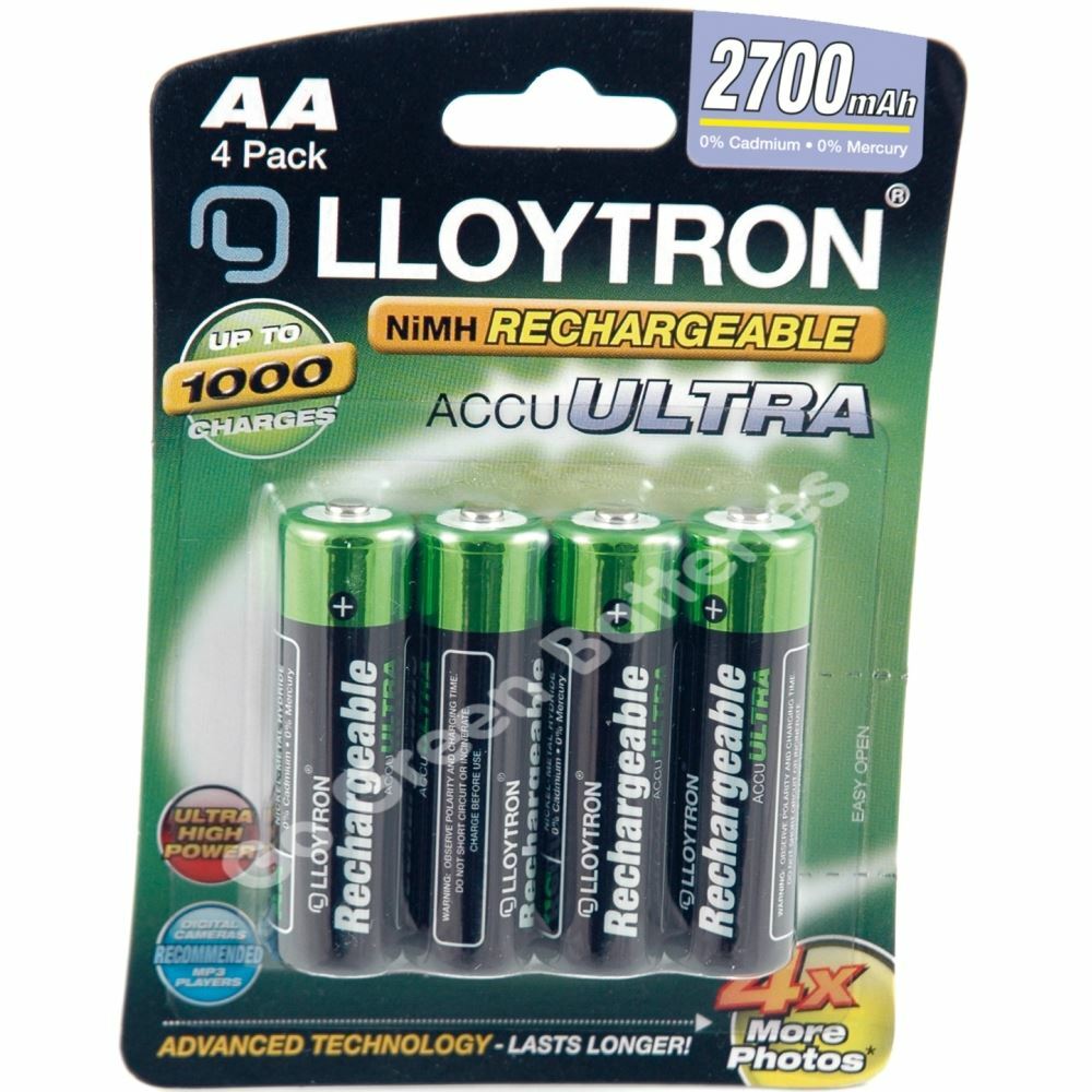 AA Rechargeable Batteries 2700mAh Ultra High Power NiMH Camera Lloytron ...