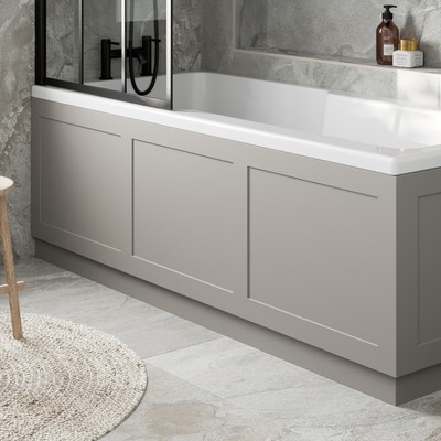 Traditional Bathroom 1700mm Front Bath Panel 18mm MDF Wood Grey Plinth ...