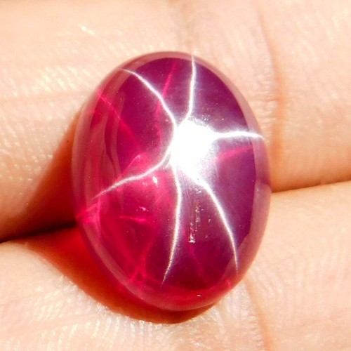 15.45Cts. Natural Red Ruby Star 6 Rays Oval Cabochon Loose Gemstone For ...