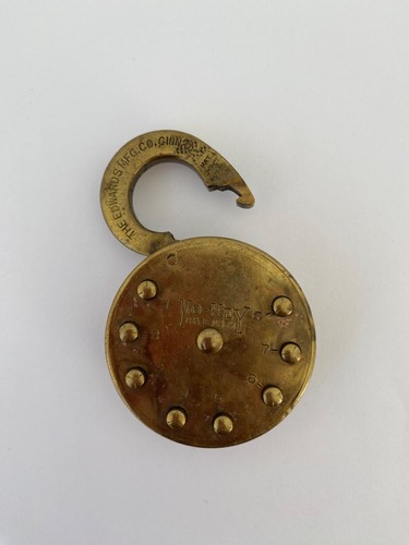 Edwards keyless antique rare pushbutton combination padlock 1909 with ...