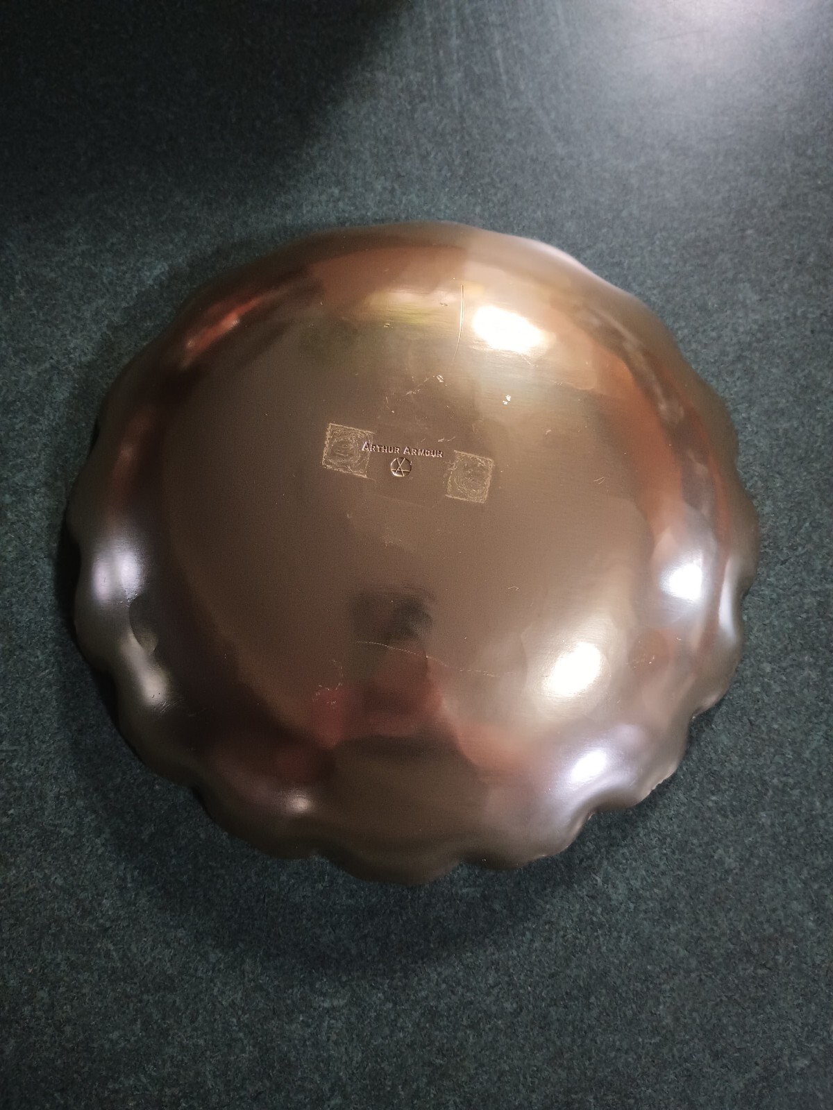 Vintage Arthur Armour Hammered Aluminum Gold Tone Bowl Pine Trees | eBay