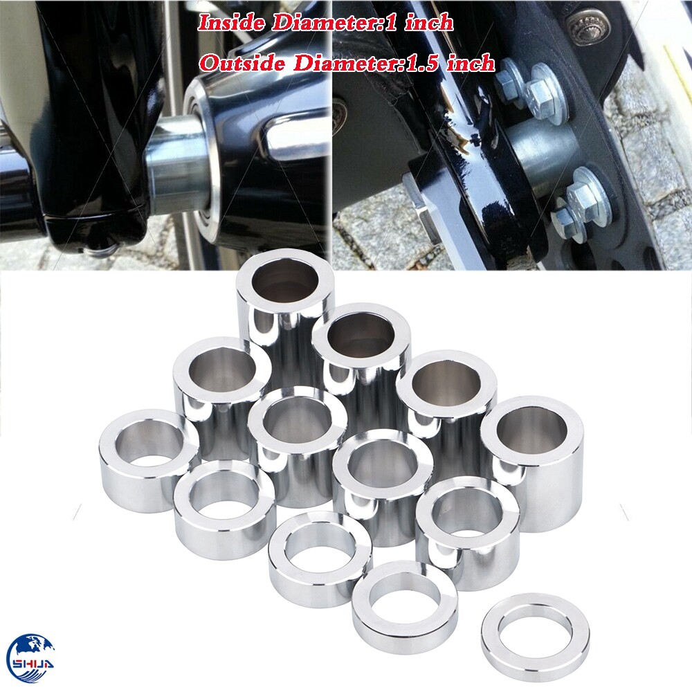 Wheel Axle Spacers Kit ID 25mm OD 1 1/2" For Softail Dyna Sportster 883 ...