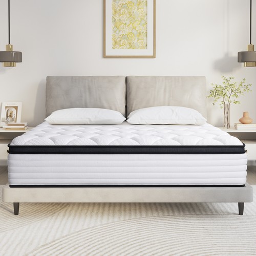 12" Queen size Hybrid Innerspring Mattress With Gel Memory Foam For A ...