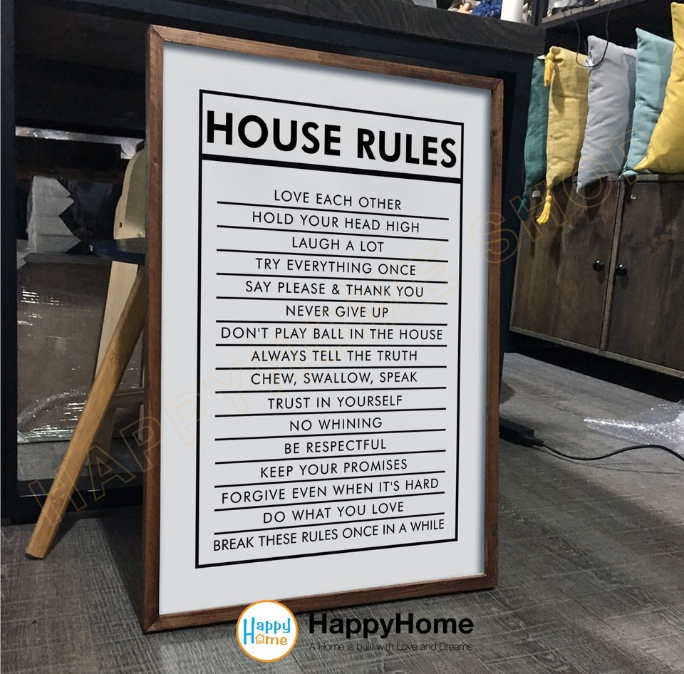 House Rules Wall Art Family Rules Home Sign Homewarming Prints Wall ...