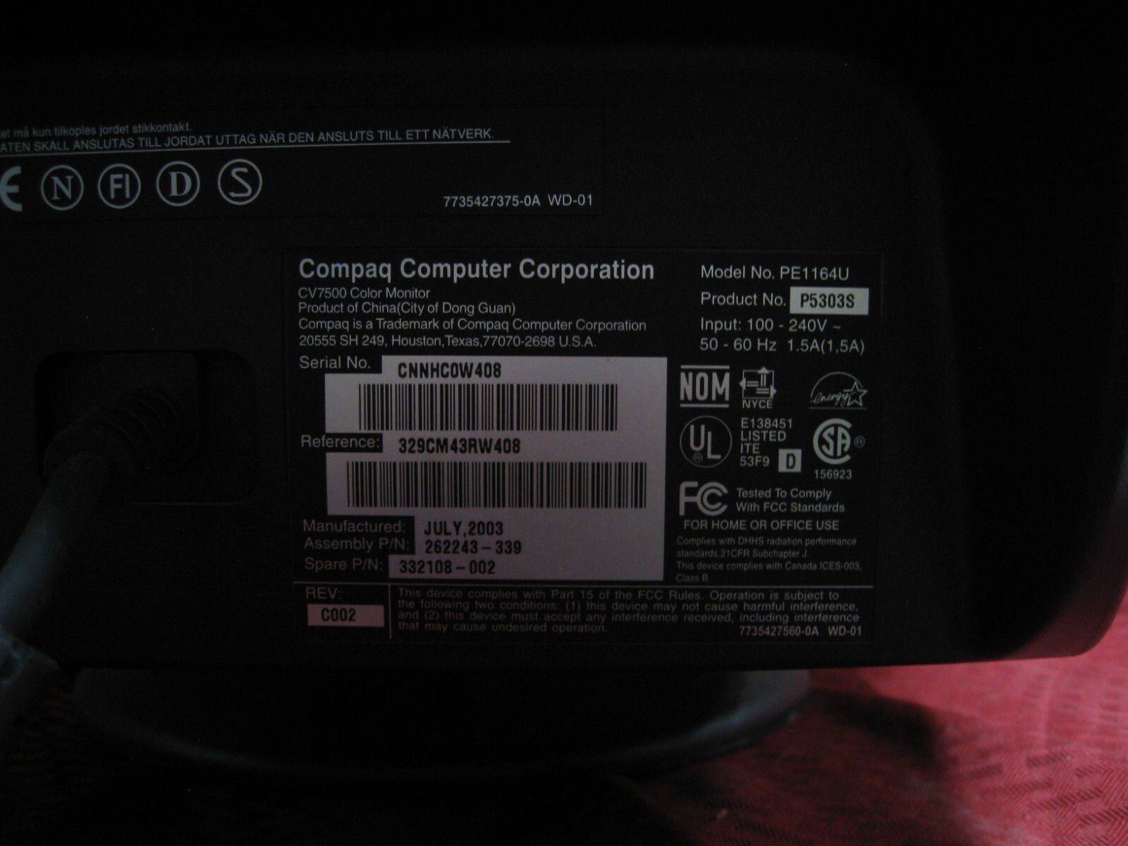 Compaq 7500 16" CRT VGA Computer Monitor Color Tube Screen Retro Gaming ...