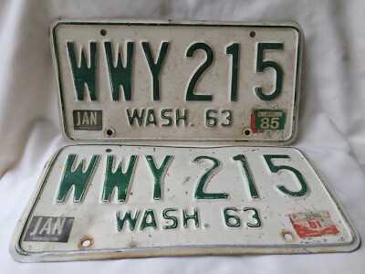 Vintage 1963 1981 1985 Washington License Plate Pair | eBay