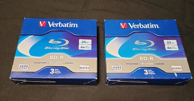 Verbatim Blu-ray Disc Recordable BD-R 25GB 6x Speed 3-Pack Lot of 2 | eBay