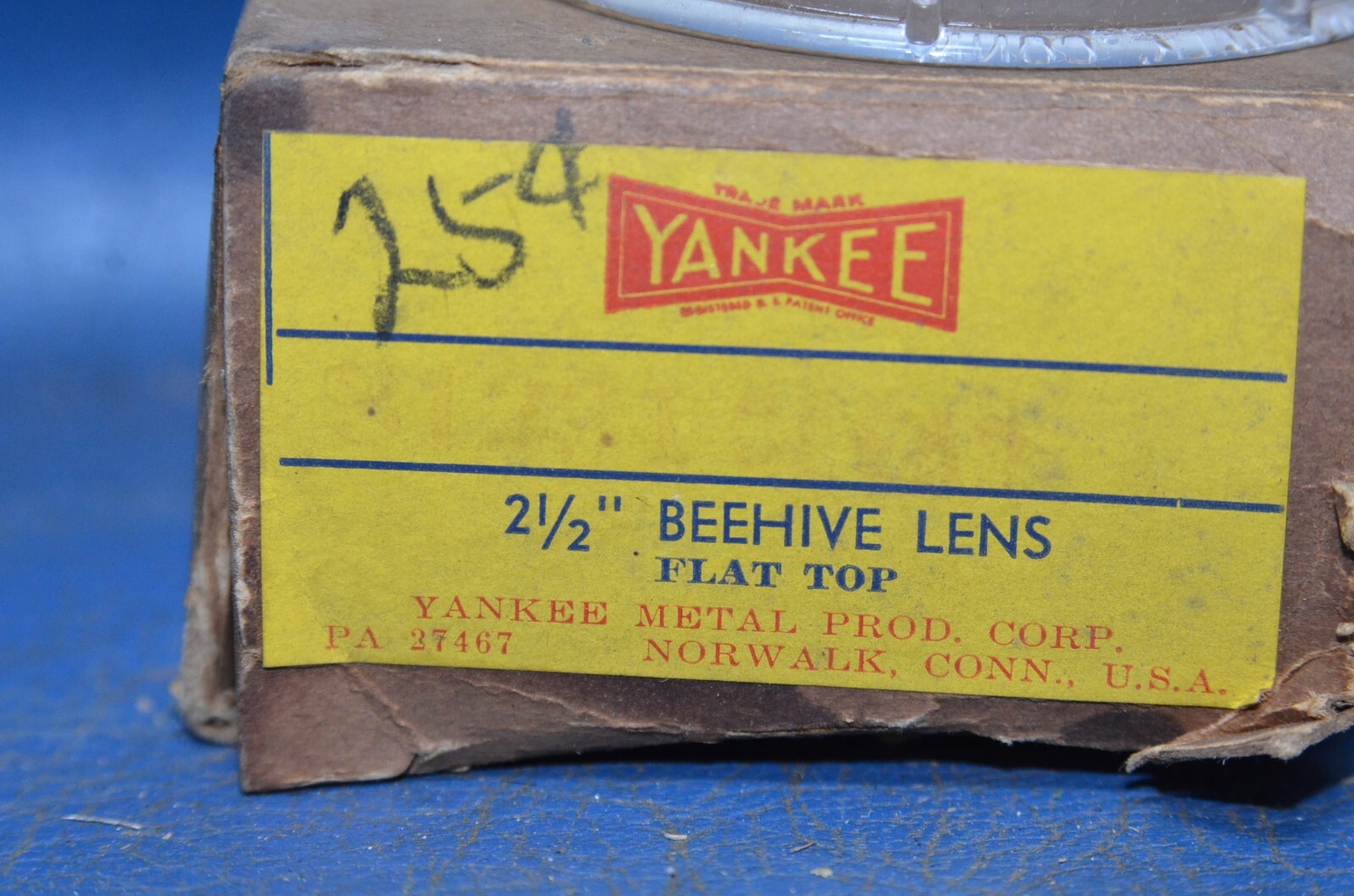 Vtg Yankee Turn Signal Backup Light Flat Top Beehive Lens Clear 2-1/2 ...