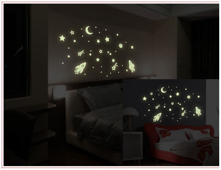 Luminous Meteor Universe Cosmos Spacecraft DIY Wall Sticker Kid's Room ...