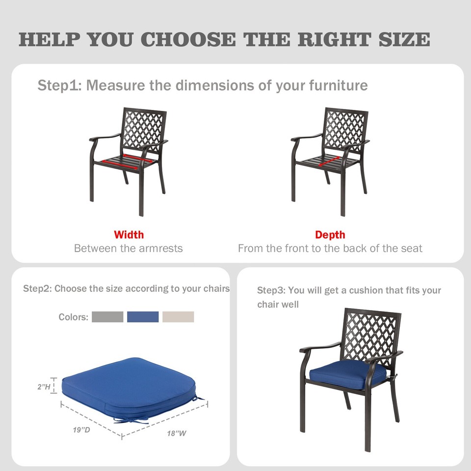 Outdoor U-Shape Chair Cushion Seat Pad with Ties for Patio Dining Chair ...