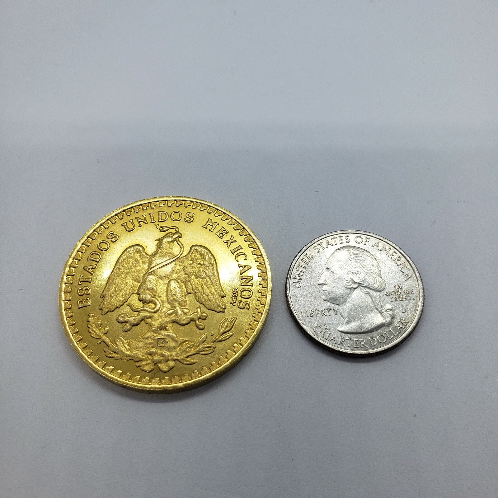 14K Yellow Real Gold Eagle COIN Mexico 50 Pesos 37.5mm diameter w/out ...