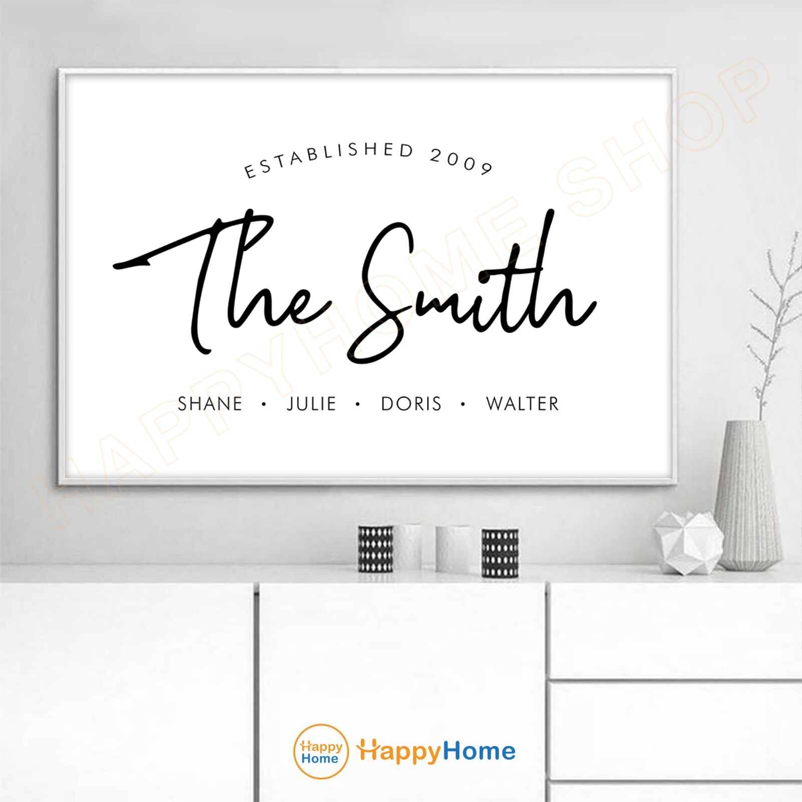 Personalized Family Name Sign Custom Established Monogram Print Room ...